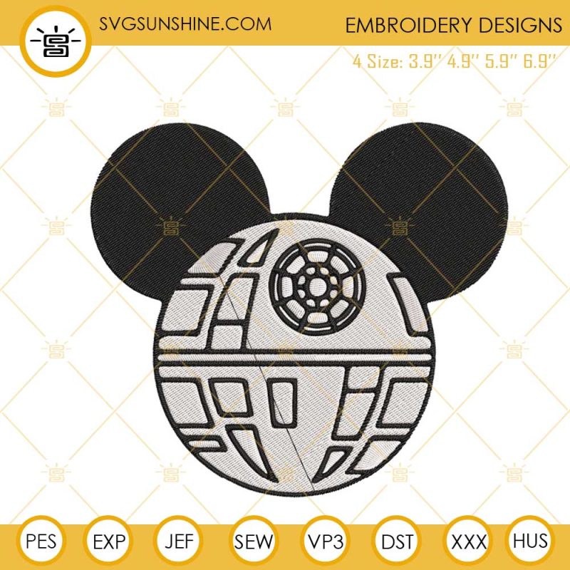 Death Star Mickey Ears Embroidery Designs, Star Wars Disney Embroidery ...