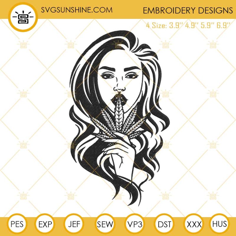 Cannabis Woman Embroidery Designs, Weed Girl 420 Machine Embroidery Files