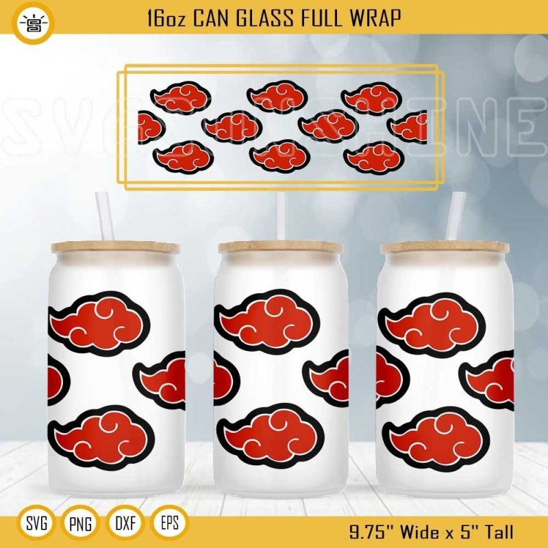 Akatsuki Glass Can Wrap, Naruto 16oz Glass Can Cut Files, Anime Libbey ...