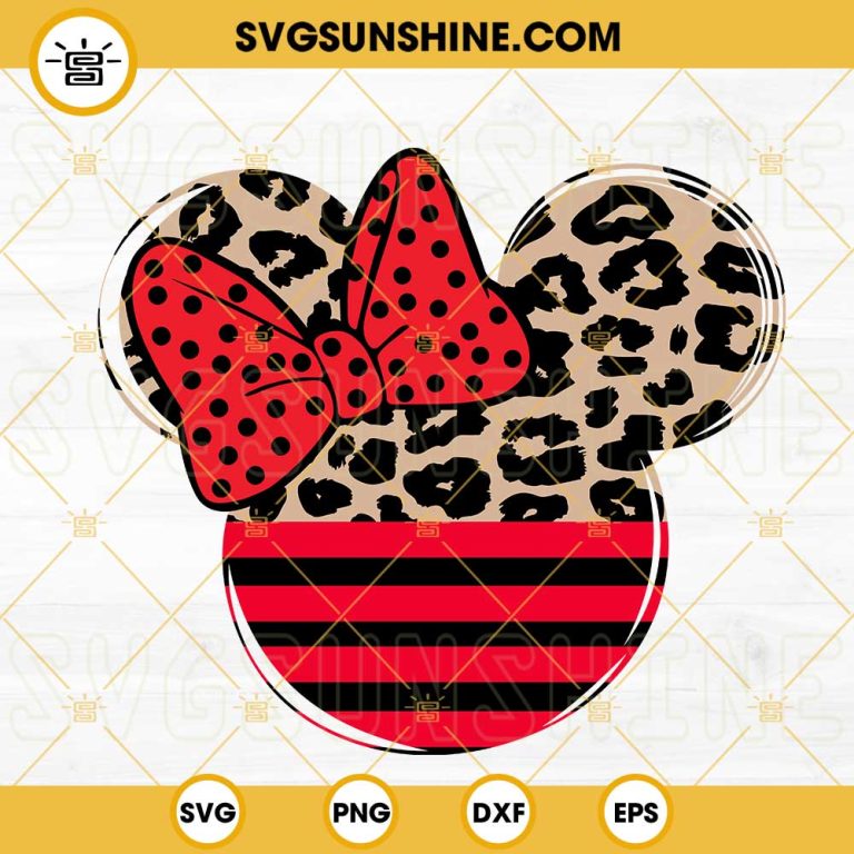 Minnie Mouse Head Leopard SVG, Minnie Ears SVG, Disney Family Vacation ...