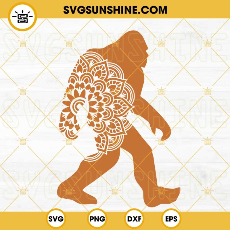 Bigfoot Mandala SVG, Sasquatch SVG, Wild Men SVG PNG DXF EPS Cricut