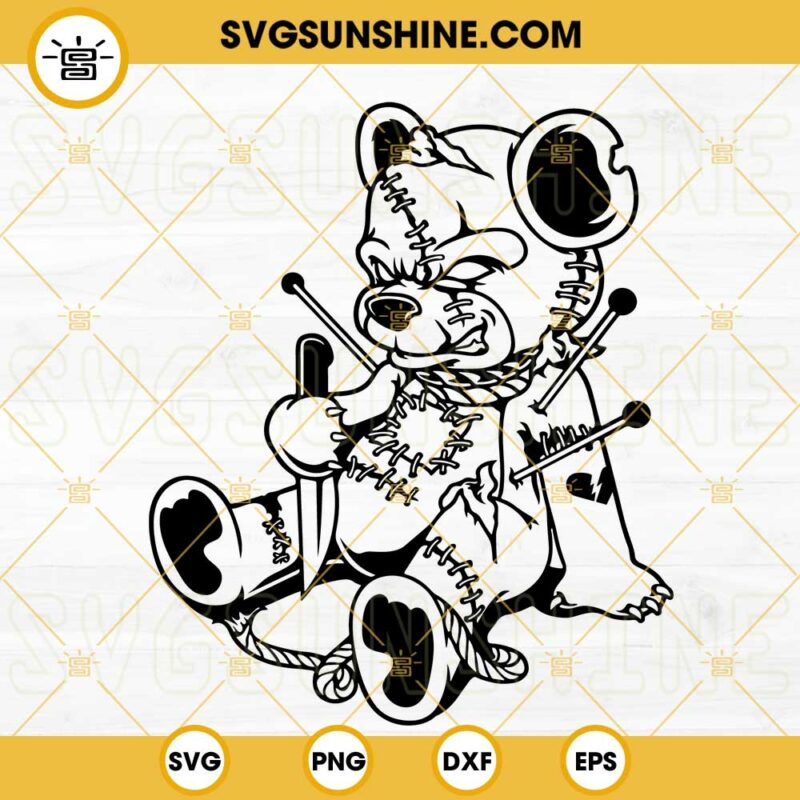 Cursed Teddy Bear SVG, Scary Bear SVG, Funny Teddy With Knife SVG PNG ...