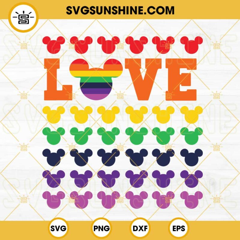 Mickey Mouse Head Pride Flag Love SVG, Rainbow Mickey SVG, Disney LGBT ...