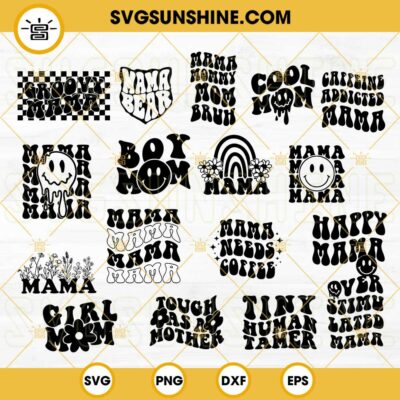 Retro Mom SVG Bundle, Mama SVG, Cool Mom SVG, Groovy Mama SVG, Trendy ...