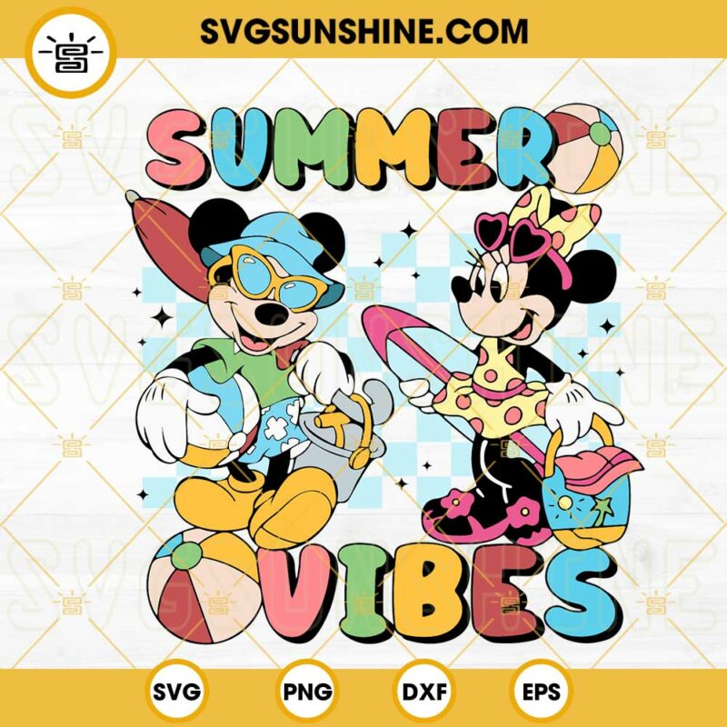 Mickey And Minnie Summer Vibes SVG, Retro Summer SVG, Disney Family ...