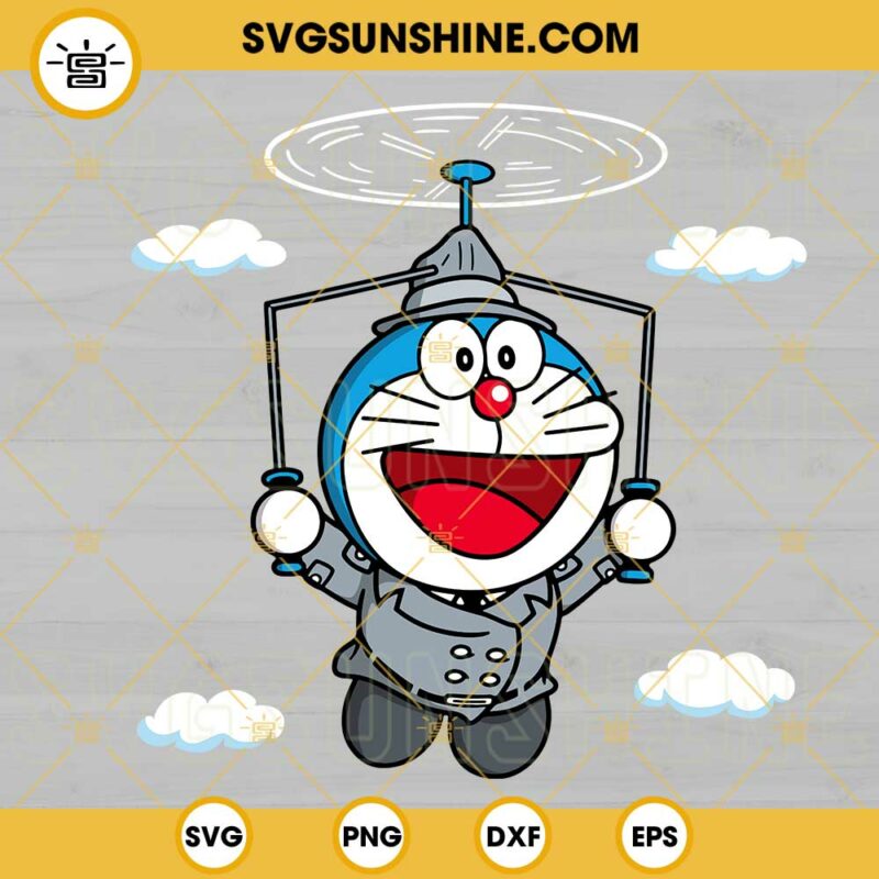Doraemon Flying With Bamboo Copter SVG, Japanese Cartoon SVG PNG DXF ...