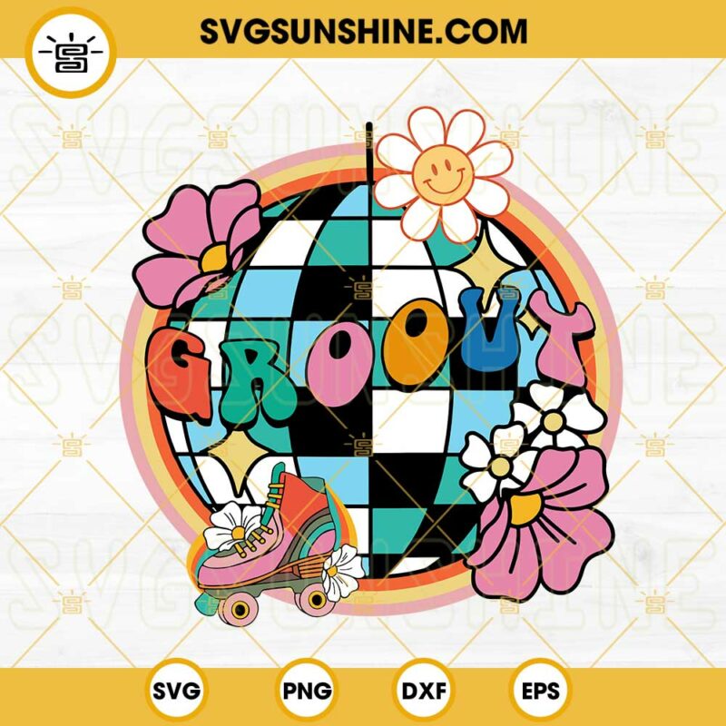 Groovy Disco Ball SVG, Smiley Daisy Flower SVG, Roller Skates Shoes SVG ...