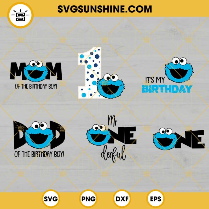Cookie Monster Birthday SVG Bundle, One Birthday SVG, Sesame Street ...