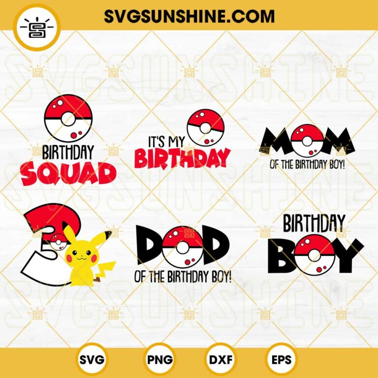 Pokemon Birthday SVG Bundle, Pokeball Birthday Squad SVG, Pikachu Three ...