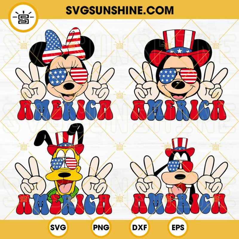 Disney Friends Head America SVG Bundle, Mickey Minnie Pluto Goofy 4th ...