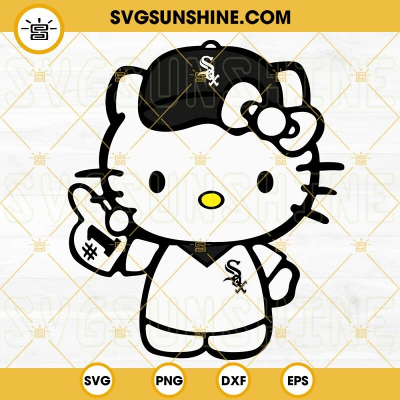 Hello Kitty Chicago White Sox SVG, Kawaii Kitty White Sox Baseball Fan ...