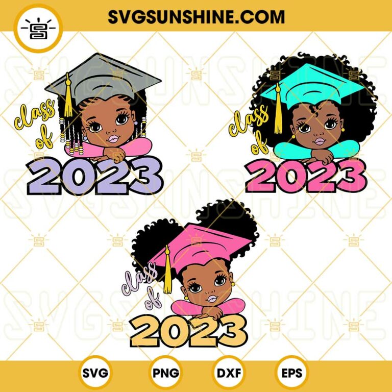 Cute Afro Girl Class Of 2023 SVG Bundle, Peekaboo Girl Graduation SVG ...