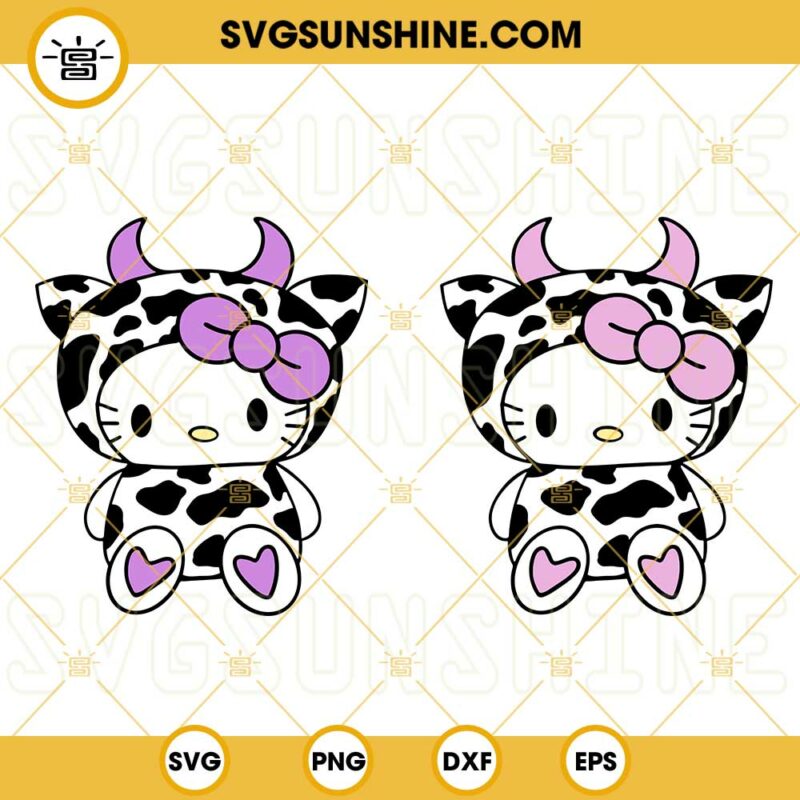 Hello Kitty Cow SVG, Kawaii Cat SVG, Cute Kitty Cat Heifer SVG PNG DXF ...