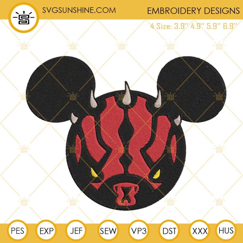 Darth Maul Mickey Ears Machine Embroidery Designs, Disney Star Wars ...