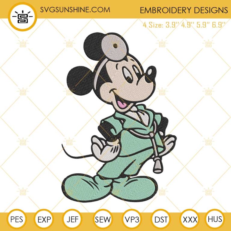 Mickey Mouse Doctor Embroidery Designs, Disney Nurse Machine Embroidery ...