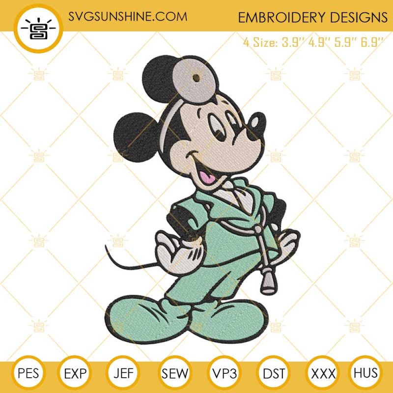 Mickey Mouse Doctor Embroidery Designs, Disney Nurse Machine Embroidery ...