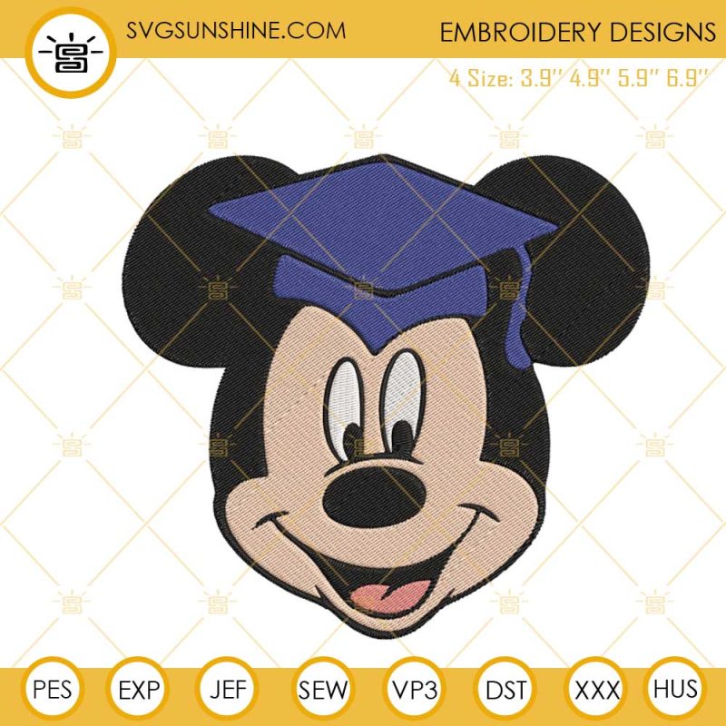 Mickey Mouse Graduation Cap Embroidery Designs, Disney School Machine ...