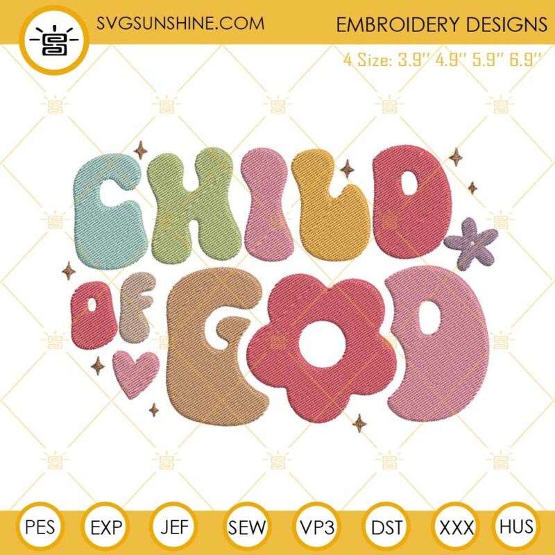 Child Of God Retro Embroidery Designs, Christian Jesus Machine ...