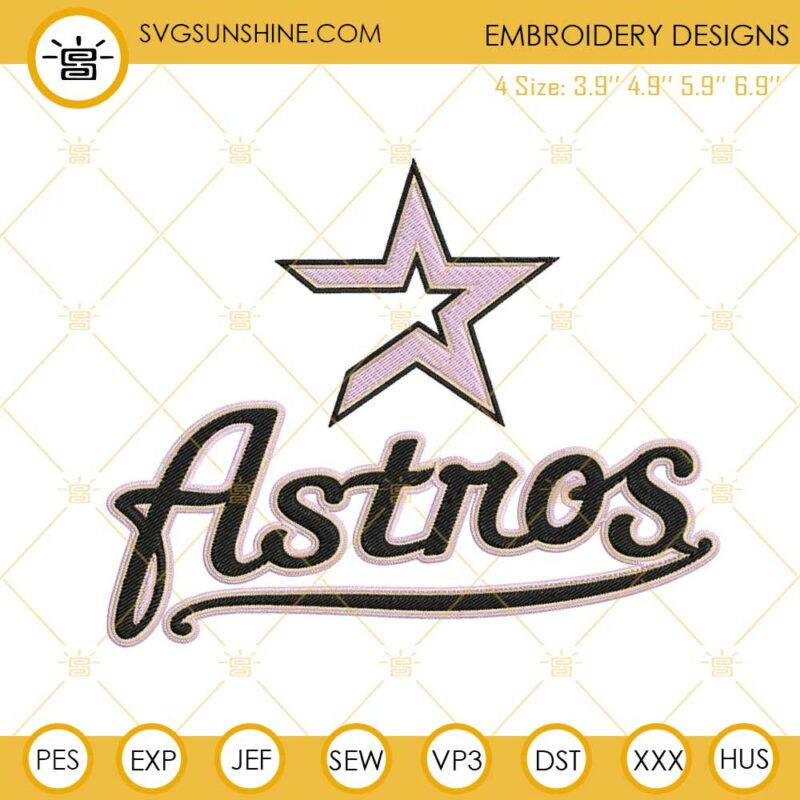 Astros Logo Pink Embroidery Designs, Houston Astros Baseball Embroidery ...