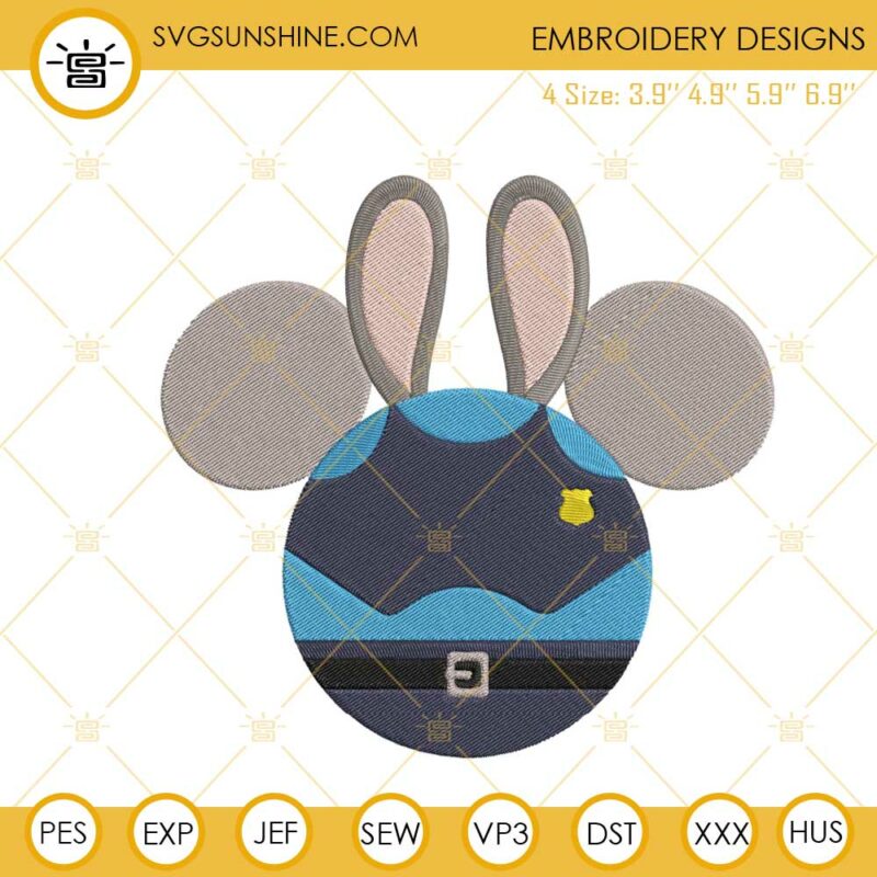 Judy Hopps Mickey Mouse Ears Machine Embroidery Designs, Disney ...
