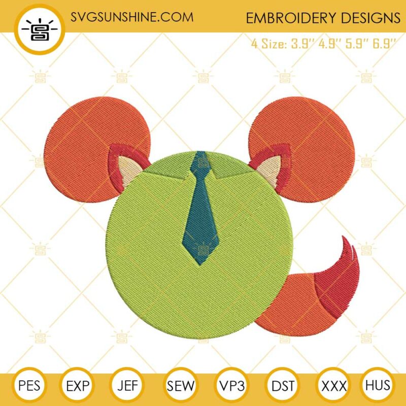 Nick Wilde Mickey Mouse Ears Embroidery Designs, Zootopia Disney ...