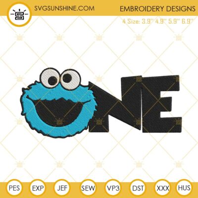 One Birthday Cookie Monster Machine Embroidery Designs