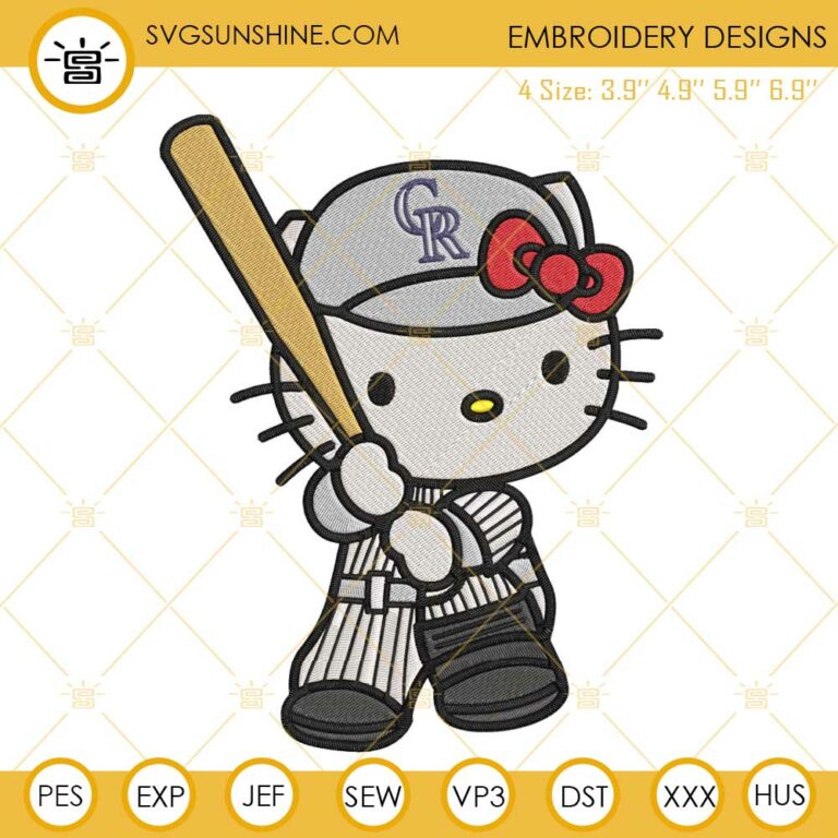 Hello Kitty Colorado Rockies Embroidery Designs, Kitty Cat MLB Rockies ...