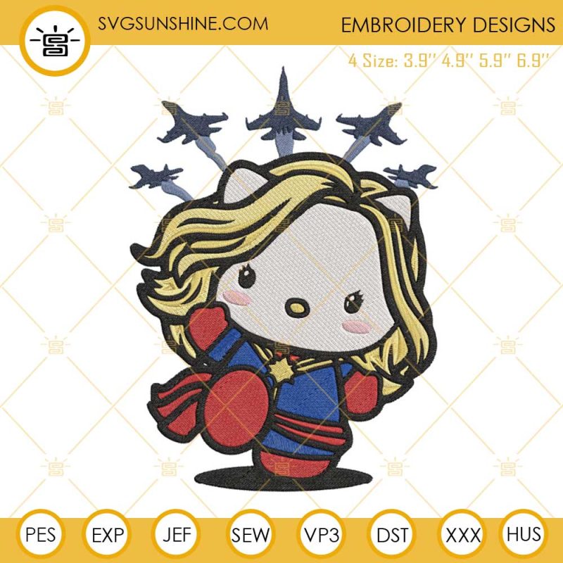 Hello Kitty Captain Marvel Machine Embroidery Designs, Avengers Hero ...