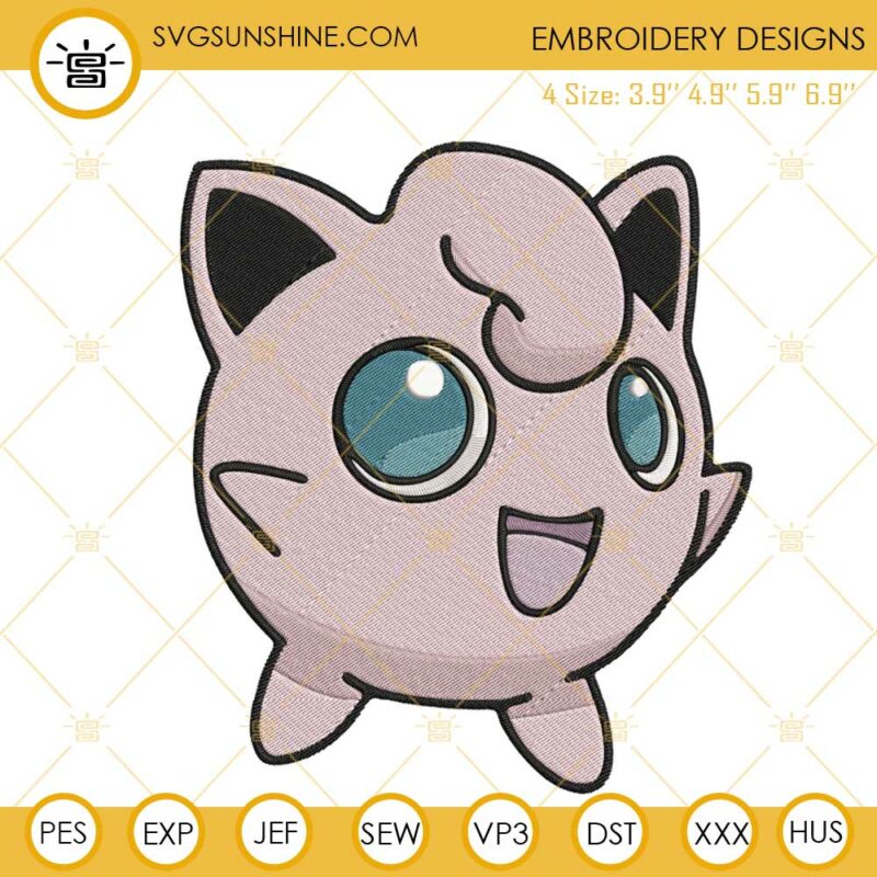 Jigglypuff Embroidery Designs, Pokemon Character Embroidery Files