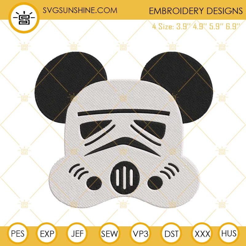 Stormtrooper Mickey Head Machine Embroidery Designs, Disney Star Wars ...
