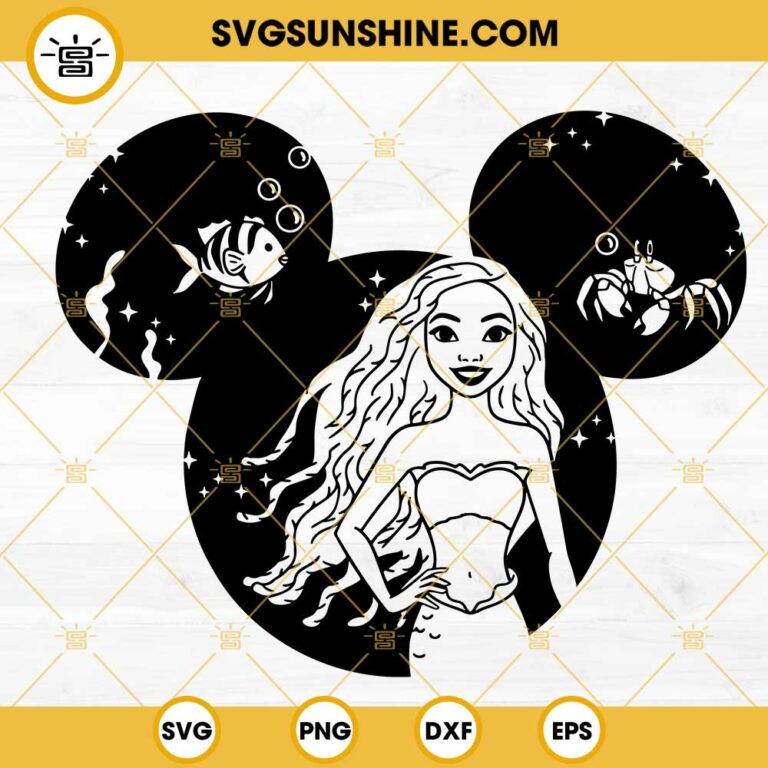 Black Ariel SVG, The Little Mermaid 2023 SVG PNG DXF EPS Cricut Files