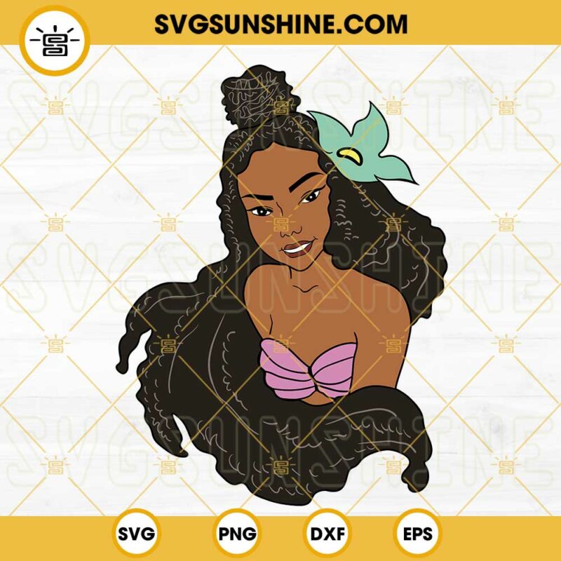 Black Ariel Princess SVG, Afro Mermaid SVG, Halle Bailey SVG, Disney ...