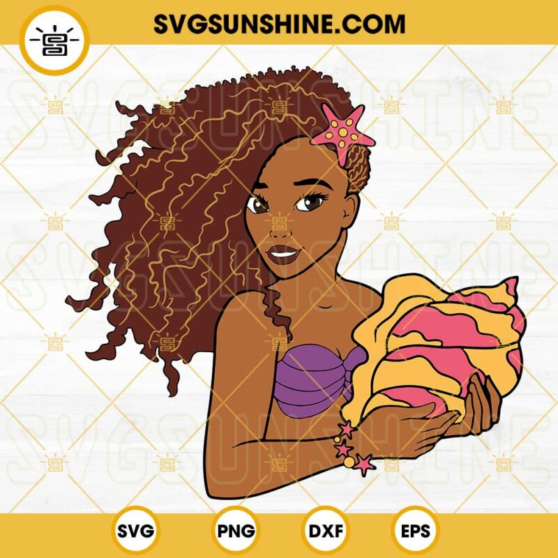 Black Ariel Princess SVG, Halle Bailey Little Mermaid SVG PNG DXF EPS ...