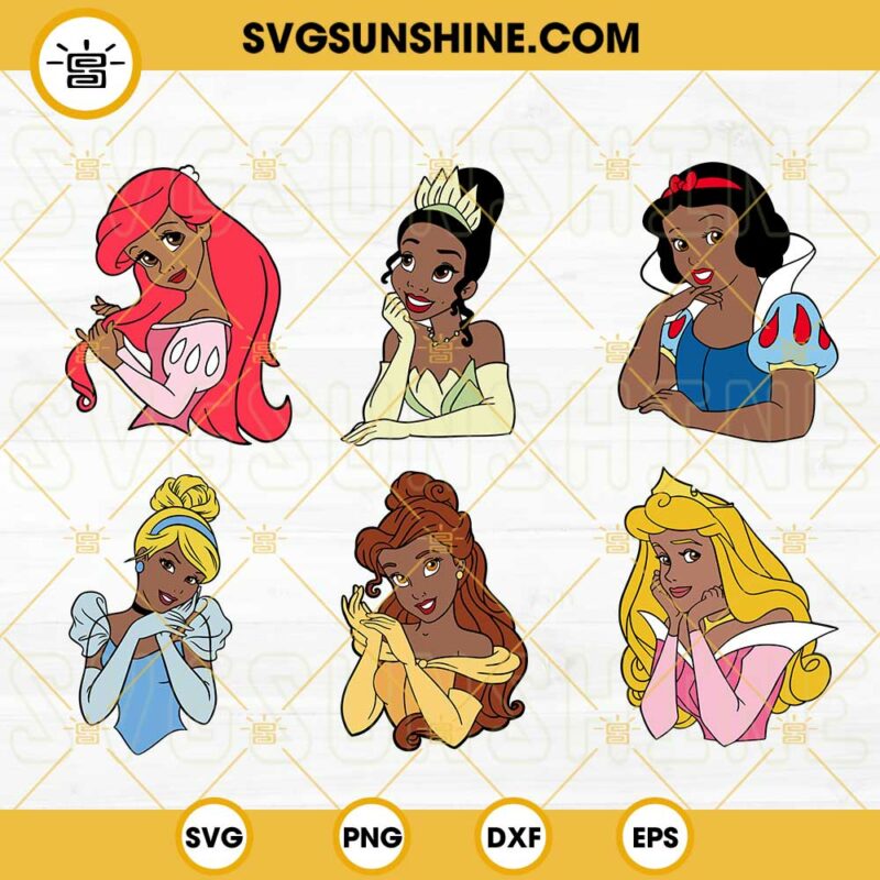 Black Disney Princess SVG Bundle, Ariel Aurora And Belle SVG, African ...