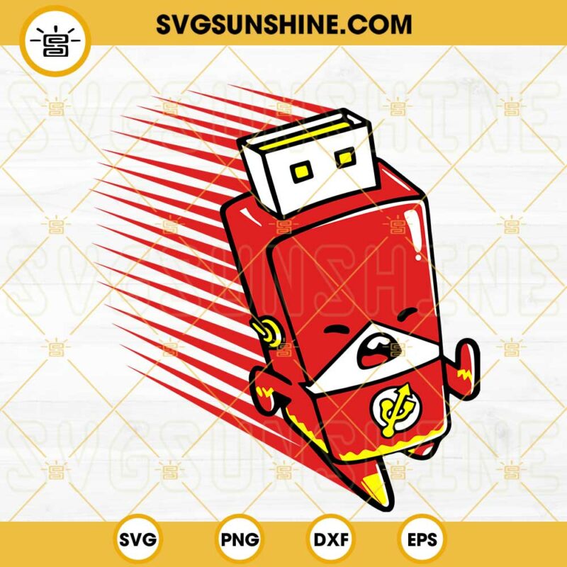 Flash Superhero USB SVG, Cute DC Superhero SVG PNG DXF EPS Instant Download