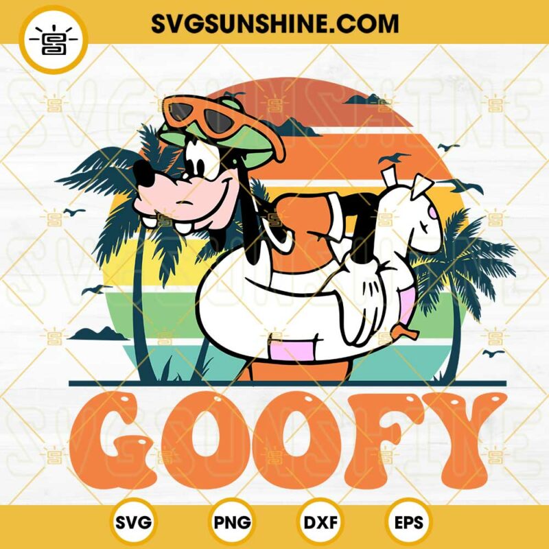 Goofy Retro Sunset Summer SVG, Goofy Dog Beach Vacation SVG, Disney ...
