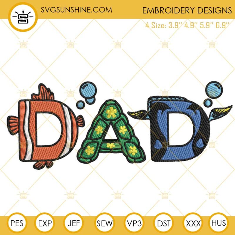 Finding Nemo Dad Embroidery Designs, Funny Disney Dad Machine ...