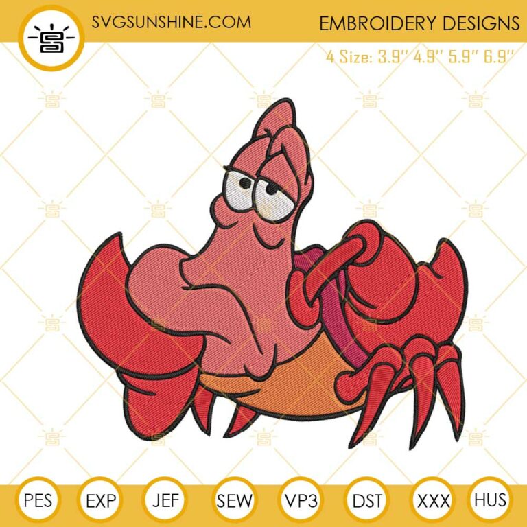 Sebastian Disney Embroidery Designs, The Little Mermaid Crab Machine ...
