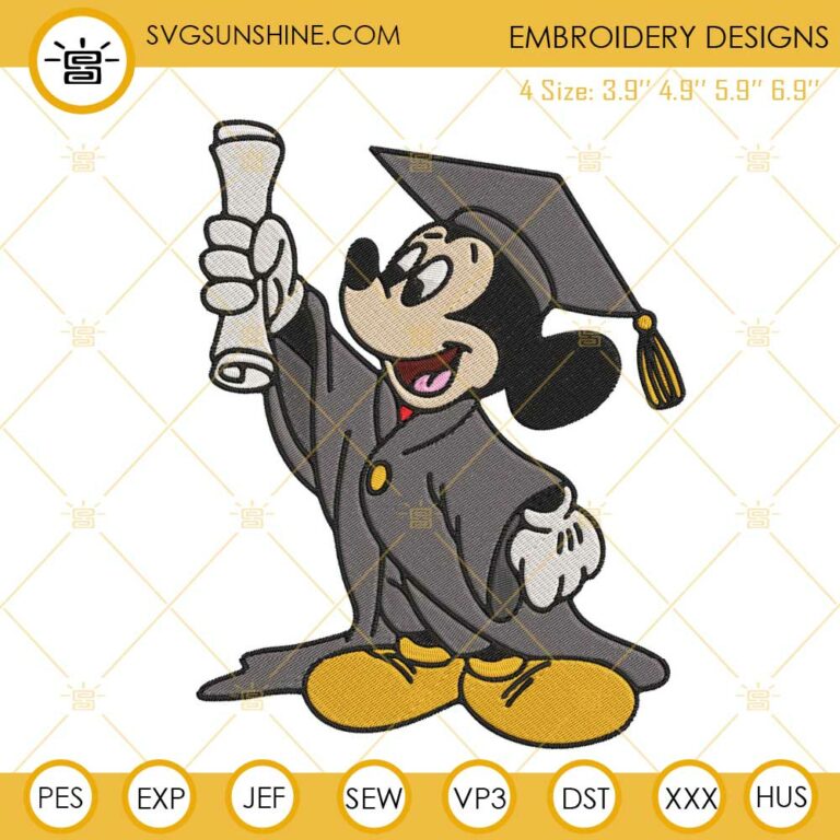 Graduate Mickey Mouse Graduation Cap Embroidery Designs, Disney ...