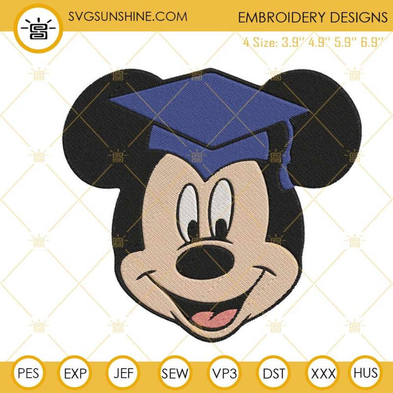 Mickey Mouse Head Graduation Cap Embroidery Designs, Disney Grad ...