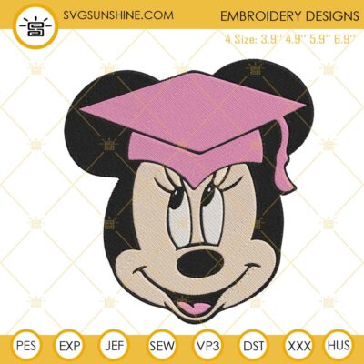 Minnie Mouse Head Graduation Cap Embroidery Designs, Disney Graduate ...