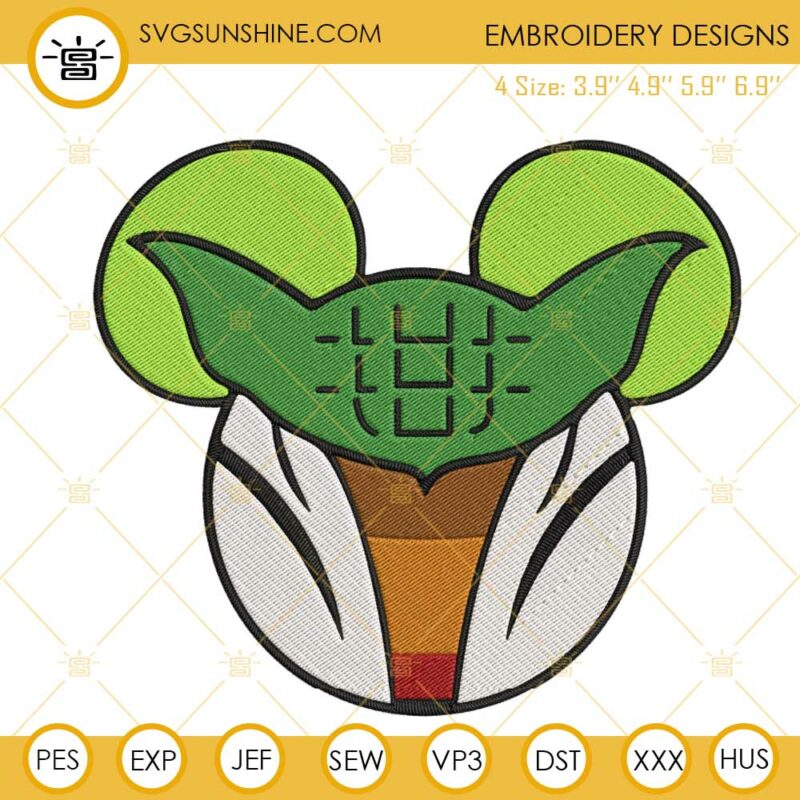 Baby Yoda Inspired Mickey Head Embroidery Designs, Star Wars Disney ...
