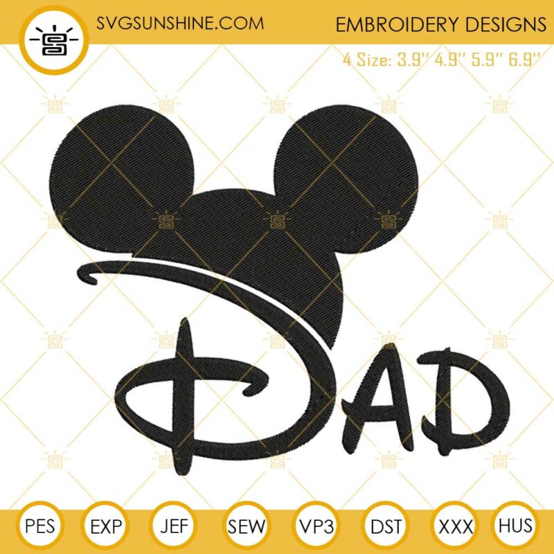 Dad Mickey Mouse Hat Embroidery Designs, Funny Disney Fathers Day ...