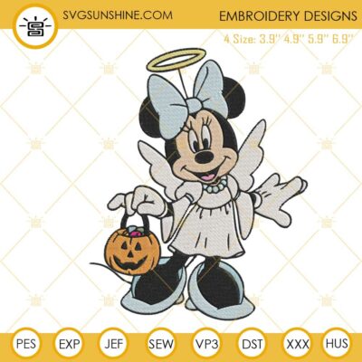 Minnie Mouse Angel Pumpkin Embroidery Designs, Minnie Halloween ...