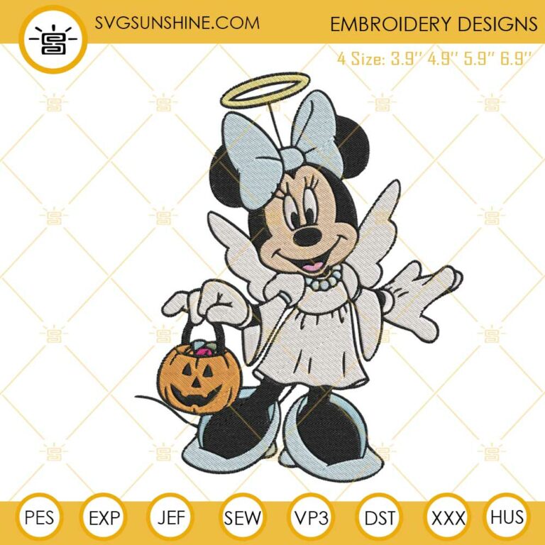 Minnie Mouse Angel Pumpkin Embroidery Designs, Minnie Halloween ...