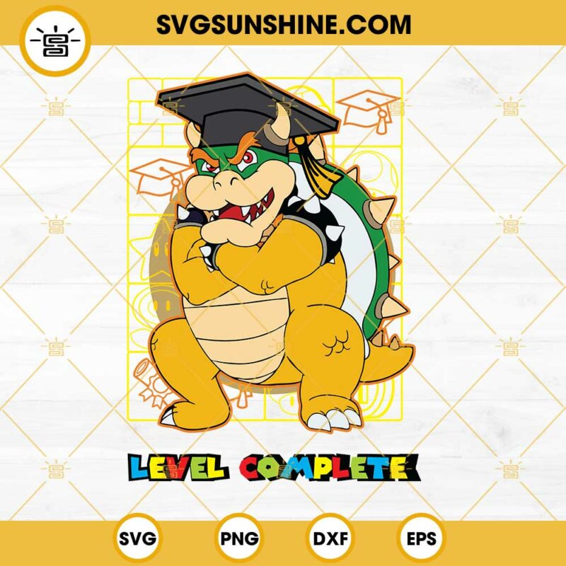 Bowser Level Complete Graduation SVG, Super Mario Bros SVG, Nitendo ...