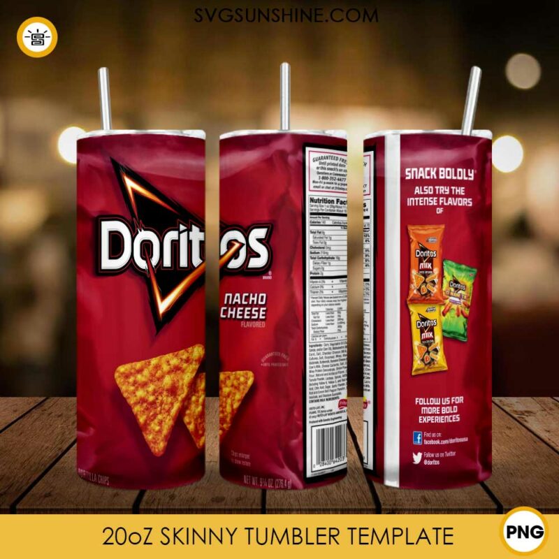 Doritos Red 20oz Skinny Tumbler Wrap PNG, Nacho Cheese Snack Tumbler ...
