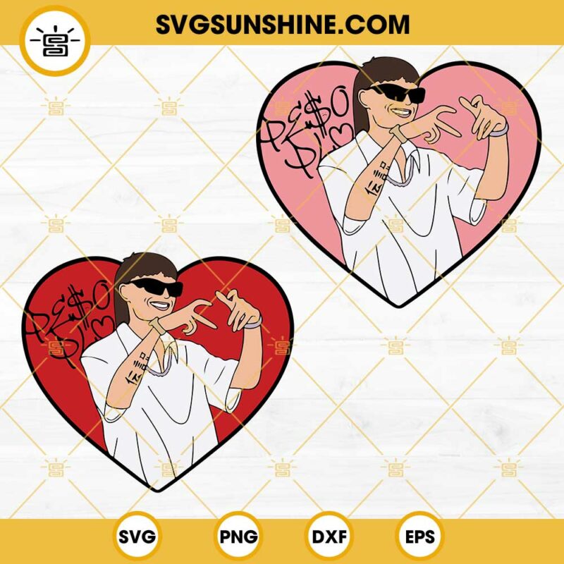 Peso Pluma 2 Files SVG Bundle, Peso Pluma Red and Pink Heart SVG, Peso ...