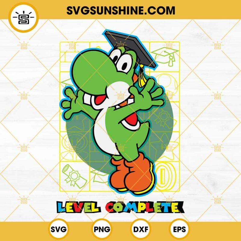 Yoshi Level Complete Graduation SVG, Super Mario Bros SVG, Nitendo ...