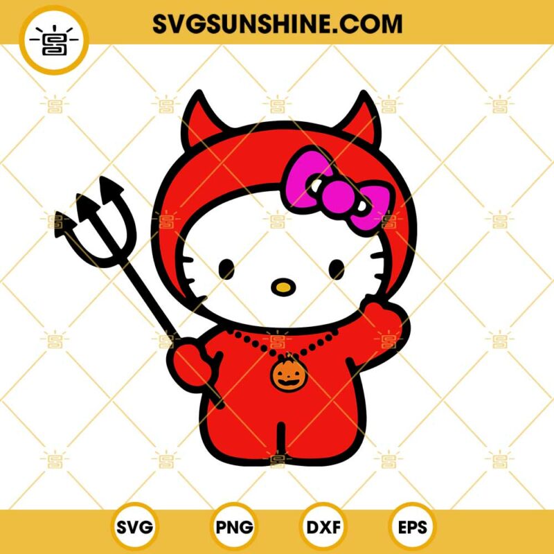 Hello Kitty Red Evil SVG, Hello Kitty Halloween SVG PNG DXF EPS